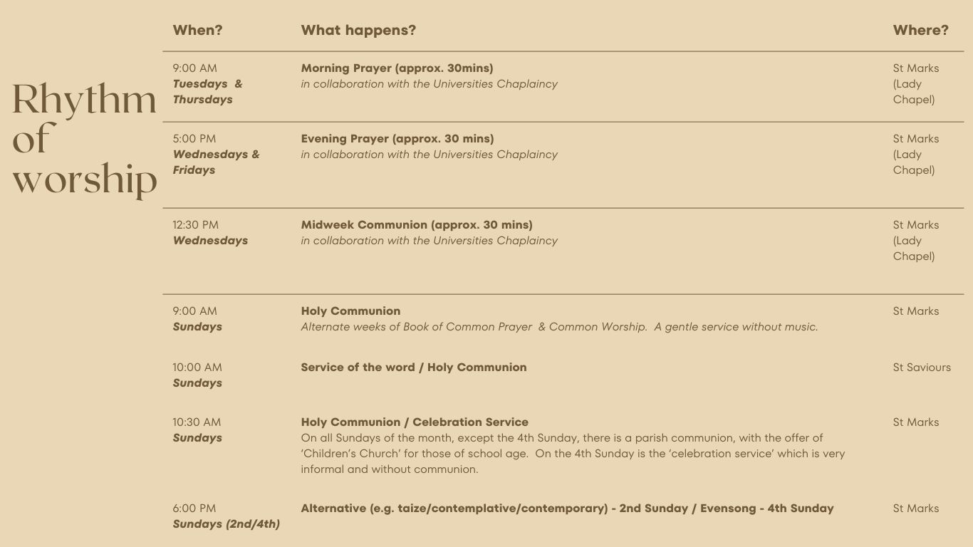 St Mark's and St Saviour's Church : Weekly Worship